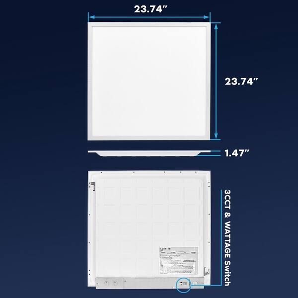 Luxrite 2x2 FT LED Panel Lights 30/35/40W 3 Color Selectable Dimmable ...