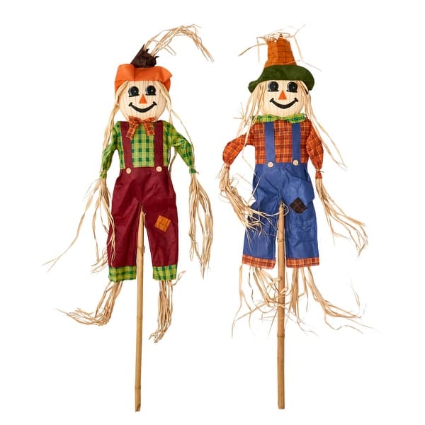 60" Scarecrow w/ Straw Face on Pole, Set of 2 - Bed Bath & Beyond ...