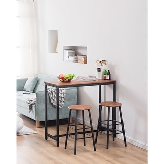 Wood Grain Simple Bar Table Tound Bar Stool(One Table And Two Stools ...