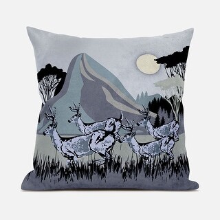 16x16 Black Gray Deer Blown Seam Broadcloth Animal Print Throw Pillow ...