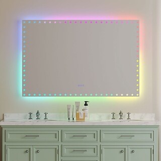 Bathroom Wall Mirror Anti-Fog Multi RGB Color Changing Star Shape ...