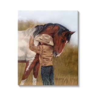 Stupell Boy Hugging Horse Painting Canvas Wall Art Design by Victoria ...