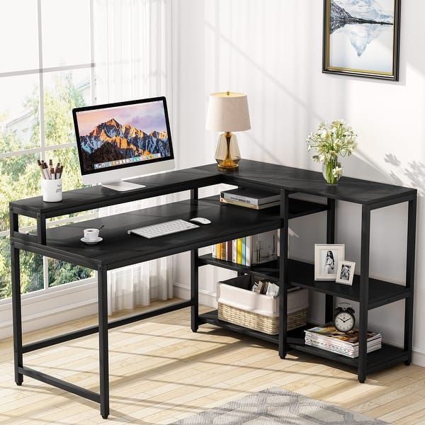 Tribesigns 55/53 inch Reversible L Shaped Computer Desk with Storage ...