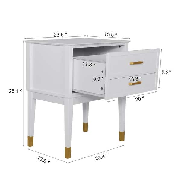 End Table with Storage Drawer Tall Nightstand Side Table Wooden Legs ...