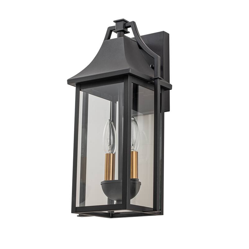 2-Light Large Outdoor Pyramid Matte Exterior Wall Lantern Sconce Light ...