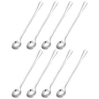 8Pcs 7.3" Stainless Steel Ice Tea Spoons Round Coffee Mixing Spoon ...