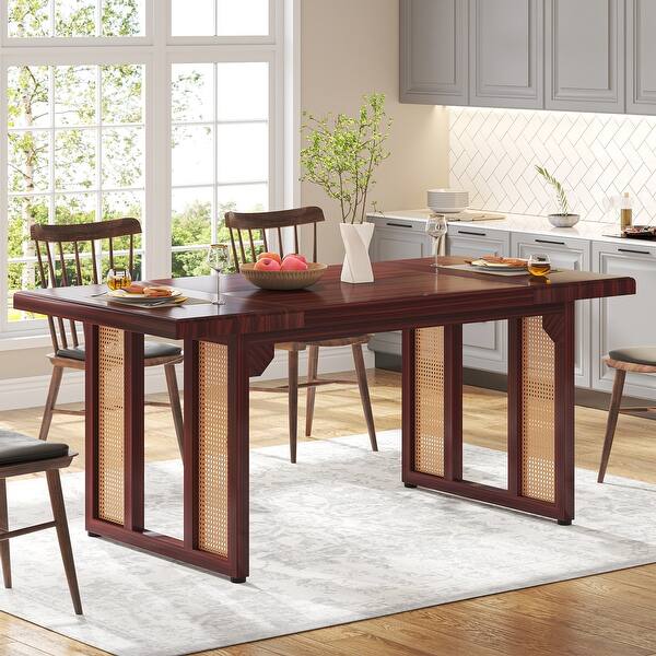 71 Inch Dining Table for 6-8 Persons, Rustic Rectangular Kitchen Table ...