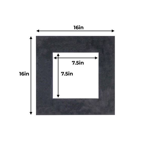 16x16 Mat for 8x8 Photo - Black Suede Matboard for Frames Measuring 16 ...