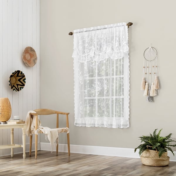 No. 918 Alison Floral Lace Sheer Rod Pocket Window Tie-up Shade, Single ...