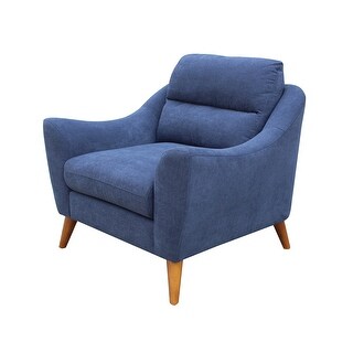 40 Inch Modern Accent Chair, Channel Tufted Back, Flared Arms, Blue ...