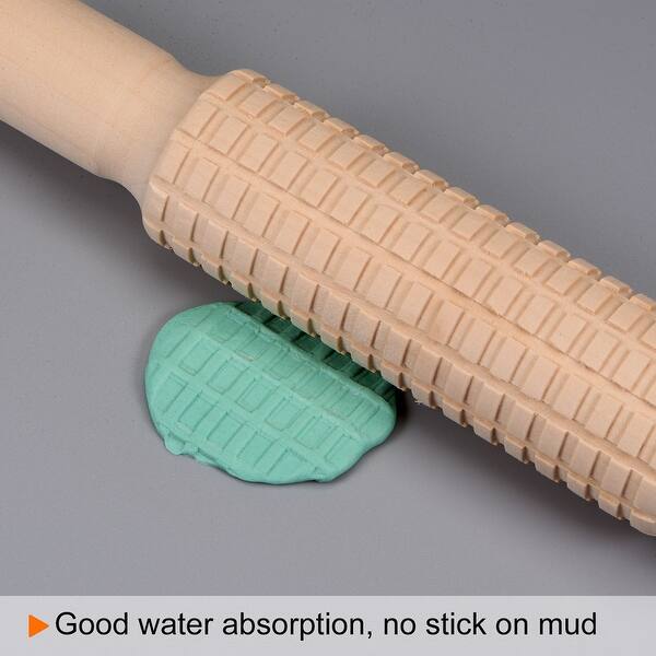 Wood Clay Roller Rectangle Texture Rolling Emboss Wood 21cm x 3.5cm ...