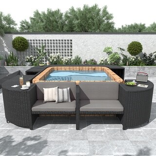 Modern Quadrilateral Rattan Spa Surround Sofa Set - Bed Bath & Beyond ...