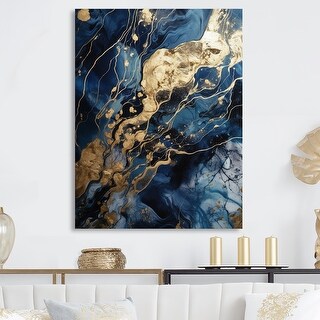 Designart "Exploring The Depths Of Blue Geode III" Abstract Marble ...