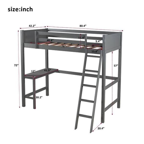 Contemporary Style Twin size Loft Bed with Desk and Ladder - Bed Bath ...