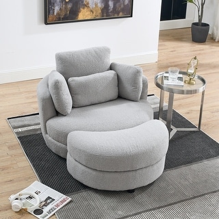 Modern Accent Round Loveseat Circle Swivel Barrel Chairs for Bedroom ...