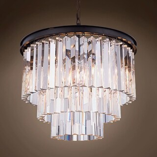 9 Light 20" Clear Glass Fringe Grey Iron Chandelier & Led - 20.50 - Bed ...