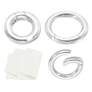 925 Sterling Silver Spring Gate Rings, Round Spring Clasps Necklace ...