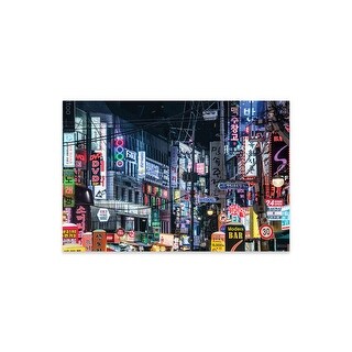 Colorful Neon Billboards At A Street In The Songpa Nighlife District ...