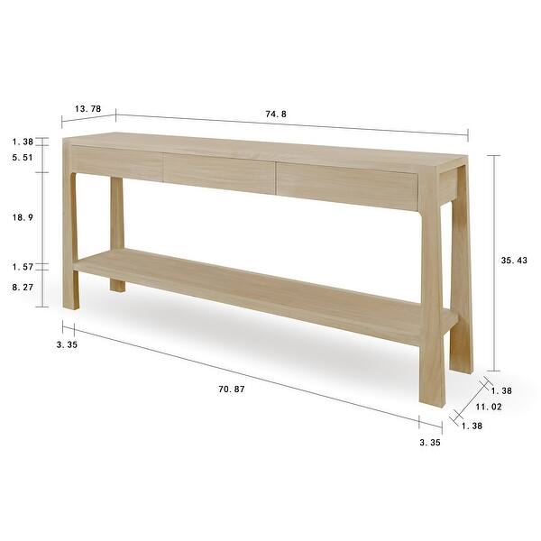 Artissance Wood Console Table w/ 3 Drawers, 78 Inch Wide, White - 78"W ...