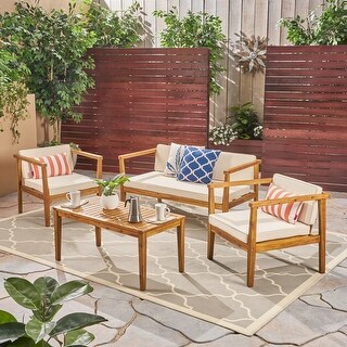 Outdoor Acacia Wood Chat Set, Patio Wood Furniture Set - Bed Bath ...