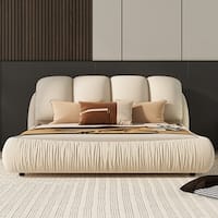 Queen Size Luxury Velvet Platform Bed with Padded Backrest - Bed Bath ...