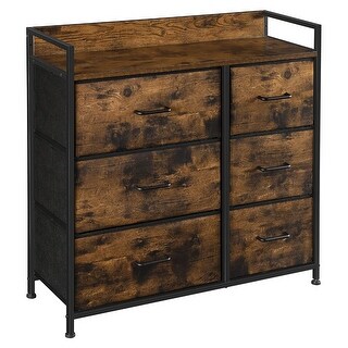 Grace 32 Inch Wood Dresser Chest, 6 Drawers Storage, Fabric Sides ...