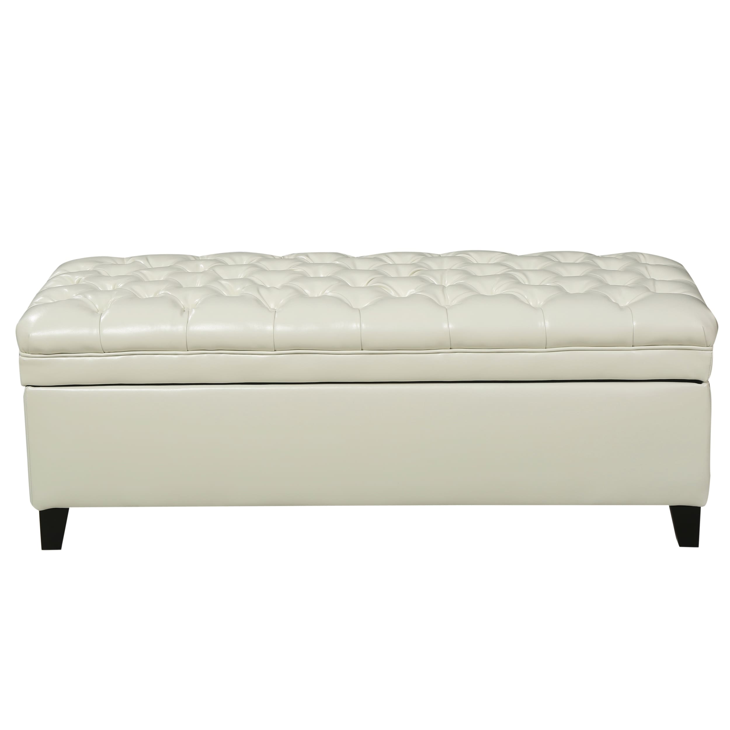 Comfortable Leather Upholstered Seat Leisure Bench Indoor Bench Ivory Storage Bench End of Bed Bench with Safety Hinges Bed Bath Beyond 41808143