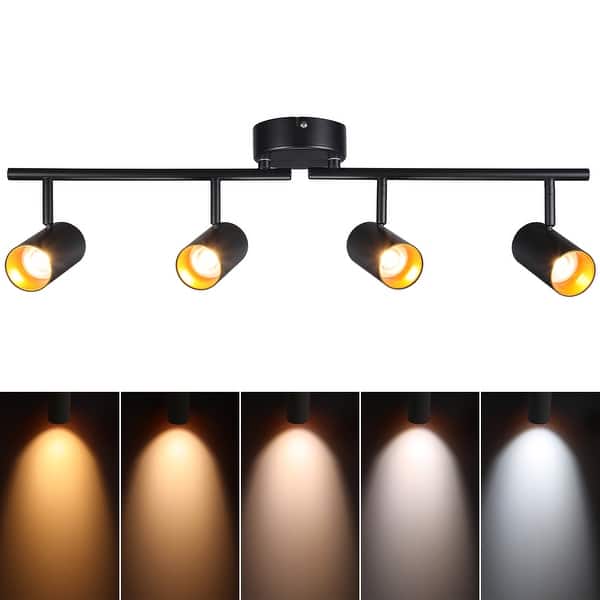 LED Adjustable 4-Head Track Light, 5 Color Temperatures Selectable - On ...
