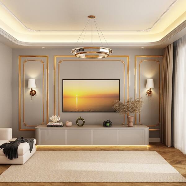 Enertainment Glossy Contemporary TV Stand with Dynamic Light Features ...