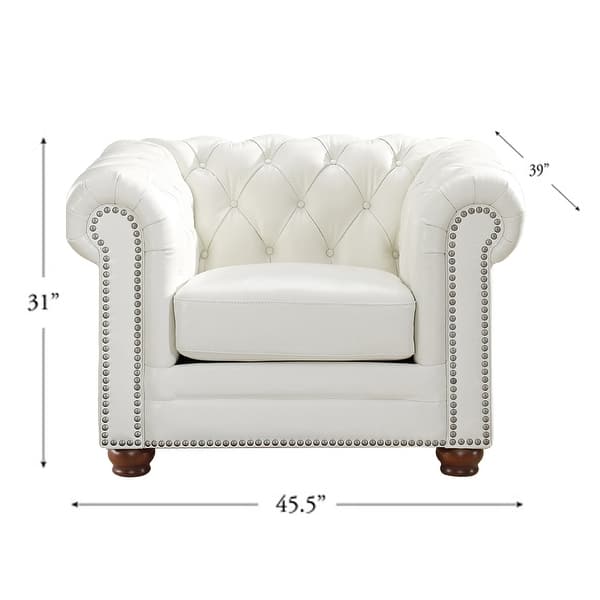 Hydeline Aliso Top Grain Leather Chesterfield Chair with Memory Foam ...