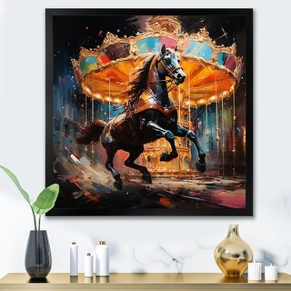 Designart "Carousel Horses II" Carousel Framed Wall Decor - Bed Bath ...