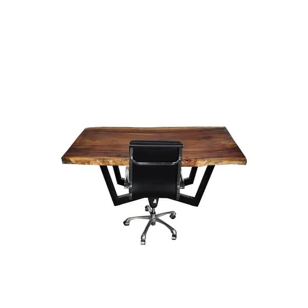SOLIS Arbor Live Edge Solid Wood Slab Desk Set with Chair - Bed Bath ...