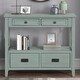 36" Wood Green Console Table Entryway Table with 3 Storage Drawers ...