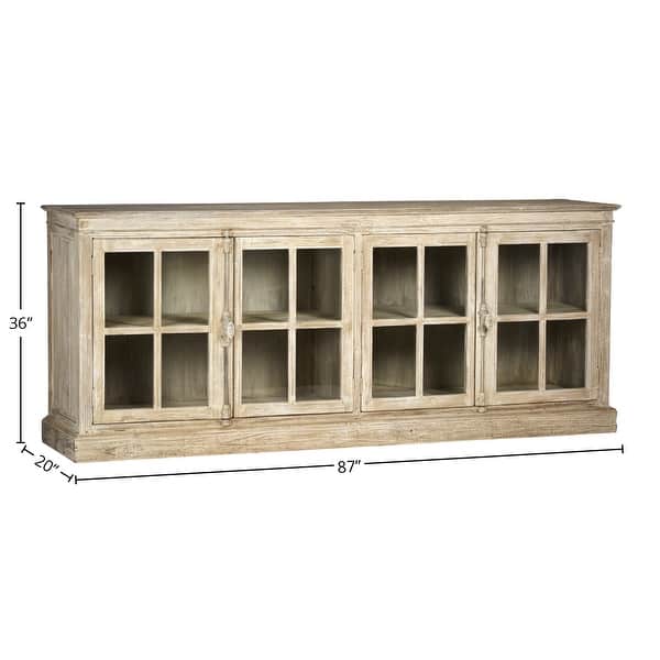 Milani 87-inch Reclaimed Oak and Glass Traditional 4-Door Sideboard ...
