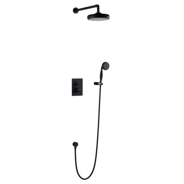 Wall Mounted Shower Faucet With Hand Shower System Rainfall Modern 8 ...