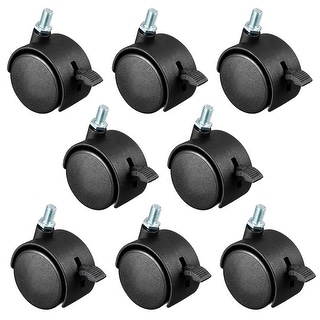 8 Pcs 2 Inch Swivel Caster Wheels Nylon Threaded Stem with Brake 39lb ...