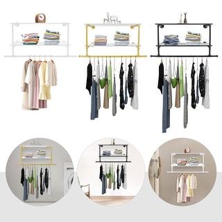 2-tier Garment Rack Wall Mounted Clothes Display Rack - Bed Bath ...