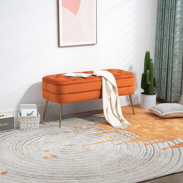 Modern 40.94 Inch Velvet Bedroom Upholstered Storage Bench at End of Bed Bed Bath Beyond 40238458
