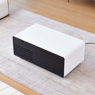 Versatile Coffee Table Smart Table Fridge w/ Wireless Charging, White ...