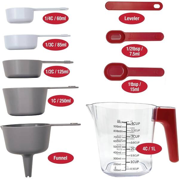 Norpro Nested Measuring Cups and Spoons 9 Piece Set - 1 Liters - On ...