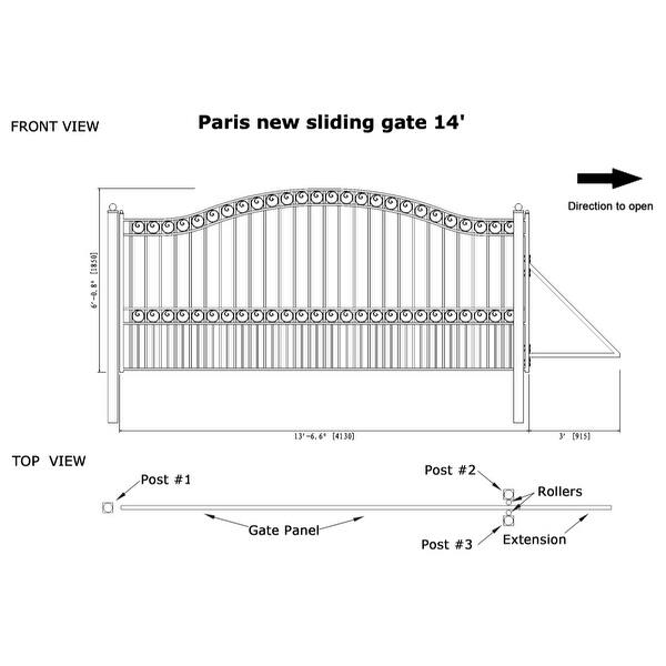 ALEKO Steel Single Sliding 14 ft Driveway Gate Paris Style Black - Bed ...