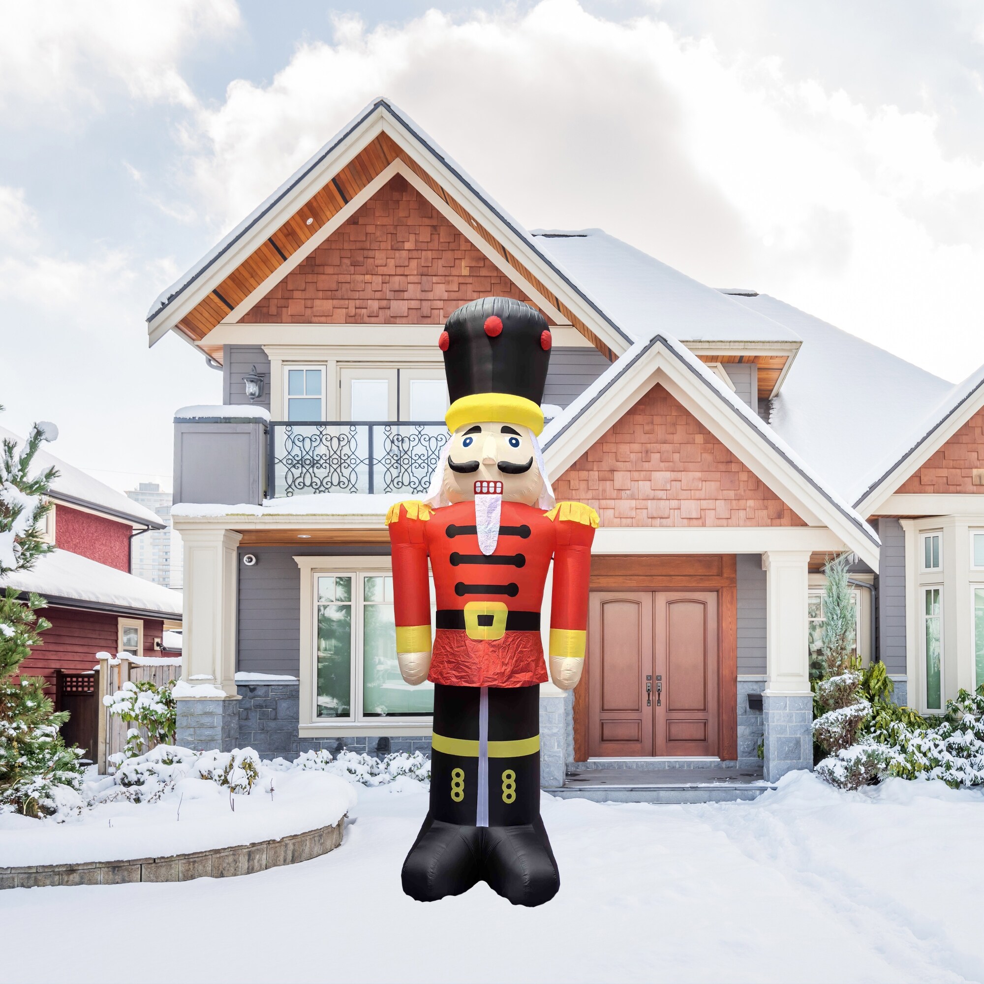 Lighted Inflatable Nutcracker Soldier Commercial Outdoor Christmas Decoration 20 Red On Sale Bed Bath Beyond 41446032