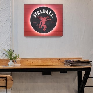 Black Fireball Whisky Vintage Metal Backlit LED Sign - 15" x 18" - Bed ...