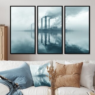 Monochrome Grey Electric Power Plant Landscape I - Power Plants Framed ...