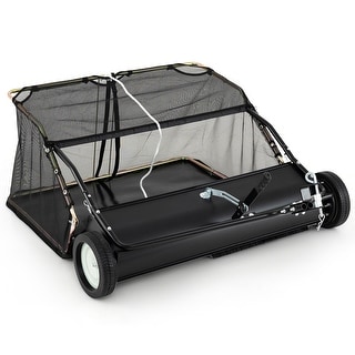 Tow Behind Lawn Sweeper with Hopper Bag for Grass and Leaf Cleanup ...