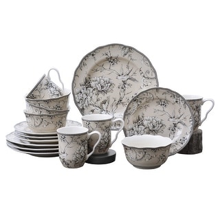 222 Fifth Adelaide 16-Piece Porcelain Dinnerware Set with Round Plates ...
