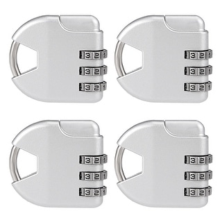3 Digit Combination Padlock, 3mm Steel Shackle Dia Code Locks Silver Tone, 4Pcs - Bed Bath ...