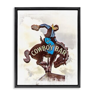 Stupell Cowboy Bar Sign Framed Floater Canvas Wall Art Design By Jadei ...