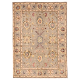 ECARPETGALLERY Hand-knotted Finest Ghazni Grey Wool Rug - 5'1 x 6'11 ...