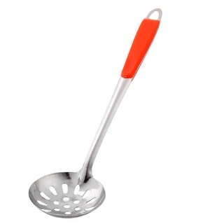 Orange Plastic Coated Grip Stainless Steel Perforated Strainer Ladle ...